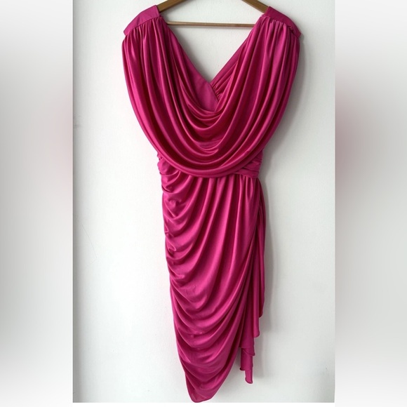 filigree | Dresses | Vtg Filigree Dress Pink Satin Sheath Draped Womens ...